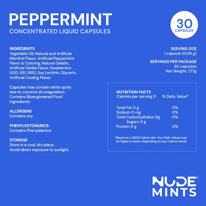 NUDE Mints - Dual Action Liquid Mint Capsules (Peppermint) – The Pink ...