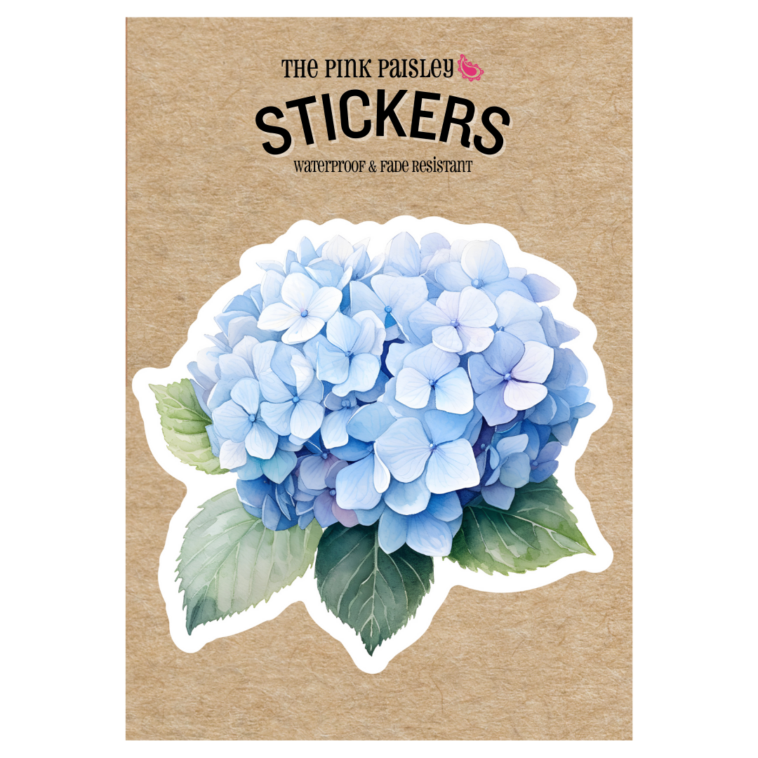 Blue Hydrangea Sticker – The Pink Paisley